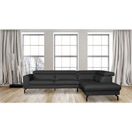 Places of Style Ecksofa »Olanta, modern und bequem, Breite 305cm, Fuß 16cm hoch, L-Form« mit verstellbaren Kopfstützen schwarz