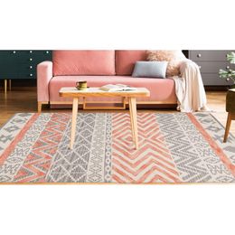 Arte Espina Teppich &raquo;Ethnie 100&laquo; rechteckig 10 mm H&ouml;he 3D-Design, Kurzflorteppich, Ethno-Design Grau / Apricot Obermaterial: 85% Baumwolle, 15%...