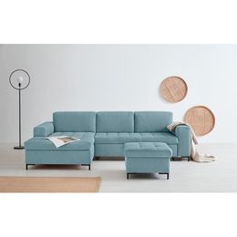 OTTO products Ecksofa »Grazzo, zeitlos & elegant, moderne Sitzheftung, Breite 266cm, L-Form« hochwertige Stoffe aus recyceltem Material, Steppung...