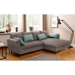 Home Affaire Ecksofa »Tirano, moderne Optik, komfortabel, Breite 274cm, L-Form« wahlweise mit Bettfunktion und Bettkasten taupe