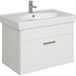 SAPHIR Waschtisch &raquo;Quickset Keramikwaschtisch mit Unterschrank, 80 cm breit, Badm&ouml;bel&laquo; Waschplatz mit 1 Schublade, inkl. T&uuml;rd&auml;mpfer, Griffe Chrom...
