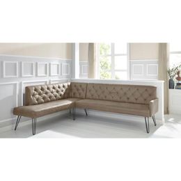 exxpo - SOFA FASHION Eckbank »Doppio, Chesterfield Optik, komfortabel und bequem, hohe Designfüße« Frei im Raum stellbar cappuccino