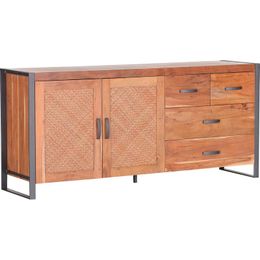 GUTMANN FACTORY Sideboard &raquo;Alvara&laquo; Kommode mit Rattan Geflecht grau Massivholz, Metall