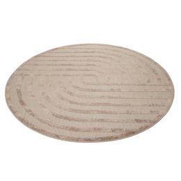 Esprit Outdoorteppich &raquo;Spirit, ESP-54229&laquo; rund 6 mm H&ouml;he mit Hoch-Tief-Effekt, grafisch, modern, robust, Terrasse, K&uuml;che sand beige Obermaterial:...