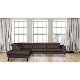 Places of Style Ecksofa »Olanta, modern und bequem, Breite 305cm, Fuß 16cm hoch, L-Form« mit verstellbaren Kopfstützen braun