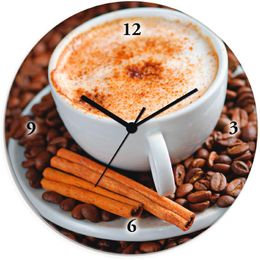 Artland Wanduhr »Cappuccino - Kaffee« wahlweise mit Quarz- oder Funkuhrwerk, lautlos ohne Tickgeräusche braun