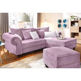 Home Affaire Ecksofa »King George King Henry, Mega Sofa, Breite 260cm, L-Form« mit Federkern, in legerer Polsterung und vielen Kissen lavendel