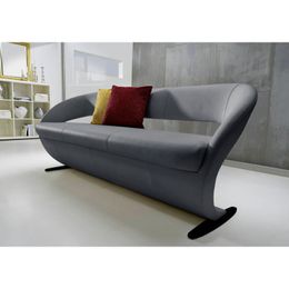 K+w Komfort & Wohnen K+W Komfort & Wohnen Polsterbank &raquo;Wave&laquo; in geschwungener Optik mit Metallkufe in schwarz Struktur blau Bronco: Nappaleder pigmentiert, Dickleder, 1, 3
