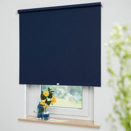 Liedeco Springrollo &raquo;Uni&laquo; verdunkelnd mit Bohren freih&auml;ngend Rollowelle 36 mm, starke Feder dunkelblau + Bitte ausw&auml;hlen Obermaterial: 95%...