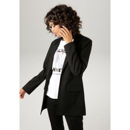 Aniston CASUAL Longblazer mit Reverskragen schwarz 44 44 L&auml;ssig geschnittener, gef&uuml;tterter Damenblazer