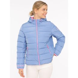 Zwillingsherz Damen Steppjacke &raquo;"Moin Moin"&laquo; mit Kapuze Kapuze, w&auml;rmend, Kontrastn&auml;hte blau S