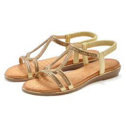 Vivance Sandale »Sandalette, Sommerschuh, « mit Glitzer Verzierungen und elastischen Riemchen goldfarben 41 41 Aufwendig und raffiniert verziert...