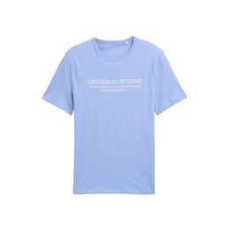 Tom Tailor Denim T-Shirt Herren Größe L taubenblau / weiß