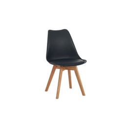 Esszimmerstuhl Schwarze Sitzschale & -Polster Kunstleder Stuhlbeine Massivholz Eichenfarben LOVELACE