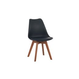 Esszimmerstuhl Schwarze Sitzschale & -Polster Kunstleder Stuhlbeine Massivholz Nussbaumfarben LOVELACE