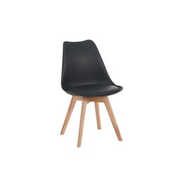 Esszimmerstuhl Schwarze Sitzschale & -Polster Kunstleder Stuhlbeine Massivholz Buche LOVELACE