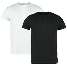 Black Premium by EMP Double Pack Henley T-Shirts, Regular Fit T-Shirt schwarz wei&szlig; in L Q123-533173 M496803