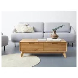 Couchtisch Andas "Pandrup", braun (eiche), B:110cm H:37cm T:50cm, Tische, mit 2 Schubkasten, in verschiedenen Farben erhältlich, Höhe 37 cm