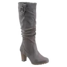 Stiefel ANISTON SHOES, Damen, Gr. 42, Normalschaft, grau, Textil, klassisch, Schuhe Reißverschlussstiefel, mit Raffungen am slouchy Schaft - NEUE KOLLEKTION, Topseller