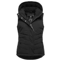 Steppweste Ragwear "Hesty", Damen, Gr. XXXL(46), schwarz (nero), Außenmaterial: 100% Polyester, Innenfutter: 100% Polyester, Wattierung: 100% Polyester, tailliert Po-bedeckend, hoch geschlossener Ausschnitt, Westen, Wasserdichte Outdoor-Weste mit abnehmbarer Kapuze