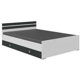 Bett wimex "Joker, Gästebett", weiß (weiß, abgesetzt graphit), B:146cm H:71cm L:205cm, Betten, Liegeflächen 90 oder 140x200cm, farbliche Akzente am Kopfteil