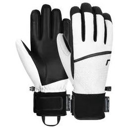 Skihandschuhe Reusch "Mara R-TEX XT", Damen, Gr. 7, schwarz-wei&szlig; (wei&szlig;, schwarz), 35% Polyamid, 30% Leder, 25% Polyester, 5% Wolle, 5% Elasthan, mehrfarbig, Handschuhe, mit PRIMALOFT-Isolation