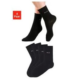 H.I.S. Socken H.I.S, Damen, Gr. 35-38, schwarz (4x schwarz), Baumwolle, Elasthan (LYCRA), Polyamid, unifarben, elastisch, Socken Socken, ohne einschneidendes B&uuml;ndchen