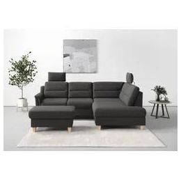 Sit & More Ecksofa SIT & MORE "Farö L-Form", grau (fango), B:251cm H:90cm T:187cm, Sofas, inklusive Federkern, wahlweise mit Bettfunktion und Bettkasten