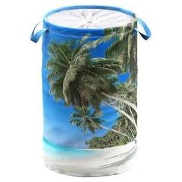 Wäschekorb Sanilo "Karibik", blau, H:55cm Ø:37cm, Polyester, Wäschesammler