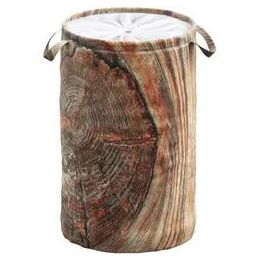 Wäschekorb Sanilo "Rustikal", braun, H:55cm Ø:37cm, Polyester, Wäschesammler