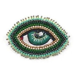 Brosche "Eye", Damen, grün, Textil, Collezione Alessandro, Broschen, mit Augenmotiv