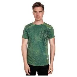 T-Shirt Rusty Neal, Herren, Gr. S, grün (dunkelgrün), 100% Baumwolle, Batikmuster, normal, Rundhals, Shirts, im tollen Vintage-Look