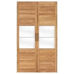 Kleiderschrank Home Affaire "Chamara", beige (natur), B:124cm H:218cm T:65cm, Schr&auml;nke, Kleiderschrank, aus massivem Eichenholz, in unterschiedlichen Breiten, H&ouml;he 218 cm