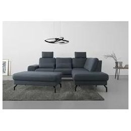 Sit & More Ecksofa SIT & MORE "Cinturo L-Form", blau (dunkelblau), B:260cm H:91cm T:226cm, Sofas, inklusive Sitztiefenverstellung und Federkern, Sitzhöhe 48 cm