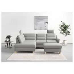 Sit & More Ecksofa SIT & MORE "Farö L-Form", grau, B:251cm H:90cm T:187cm, Sofas, inklusive Federkern, wahlweise mit Bettfunktion und Bettkasten