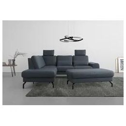 Sit & More Ecksofa SIT & MORE "Cinturo L-Form", blau (dunkelblau), B:260cm H:91cm T:226cm, Sofas, inklusive Sitztiefenverstellung und Federkern, Sitzhöhe 48 cm