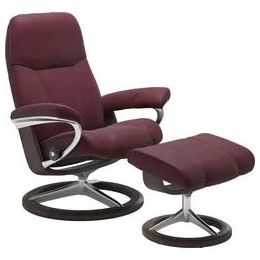 Relaxsessel stressless "Consul", rot (bordeaux batick), B:82cm H:102cm T:72cm, Leder BATICK: BATICK ist ein leicht korrigiertes, durchgefärbtes und genarbtes Möbelleder, bei dem die meisten Unebenheiten und Spuren in der Regel entfernt wurden.;Leder PALOMA: PALOMA ist ein durchgefärbtes Semianilin-Möbelleder mit natürlicher Narbung.;ROHLEDER Stoff Q2 FARON: Ein fester zuverlässiger Bouclé mit eine