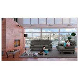 3-Sitzer Calia italia "Cezanne, italienisches Design trifft erstklassigen Sitzkomfort, Leder", grau (327 grigio scuro), B:215cm H:90cm T:109cm, Sofas, Edles Designsofa in besonders langlebigen & pflegeleichten Lederarten