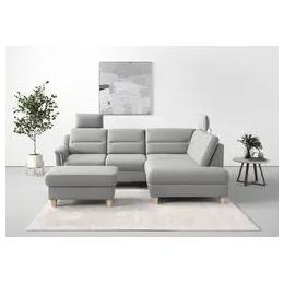 Sit & More Ecksofa SIT & MORE "Farö L-Form", grau, B:251cm H:90cm T:187cm, Sofas, inklusive Federkern, wahlweise mit Bettfunktion und Bettkasten