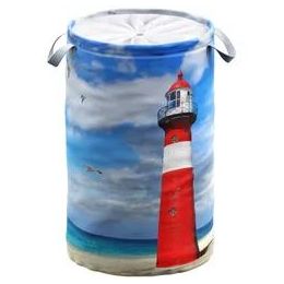 Wäschekorb Sanilo "Leuchtturm", rot, H:55cm Ø:37cm, Polyester, Wäschesammler