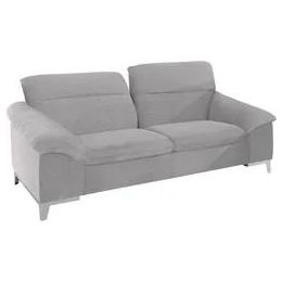 2-Sitzer COTTA "Teresa", grau, B:218cm H:84cm T:109cm, Chenille (90% Polyester; 10% Polyamid );Struktur (100% Polyester ), Sofas, mit Kopfteilverstellung