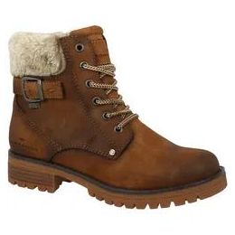 Winterboots Tom Tailor, Damen, Gr. 36, braun (whisky used), Nubuklederimitat, Textil, casual, Schuhe, Workerboots, Hiking Boot mit Blockabsatz