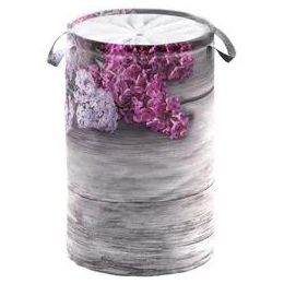 Wäschekorb Sanilo "Flieder", lila (grau, violett), H:55cm Ø:37cm, Polyester, Wäschesammler