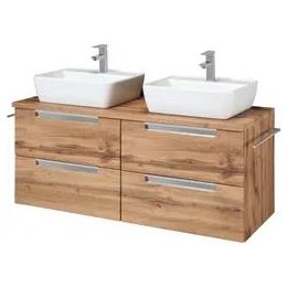Doppelwaschtisch Welltime "Malibu", braun (eiche, eiche), B:120cm H:68cm T:48cm, Waschtische, mit Soft-Close, Breite 120 cm