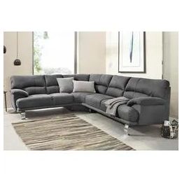 Ecksofa Trendmanufaktur "Cecilia II, in italienischen Design, bequem, hoher Sitzkomfort, L-Form", grau (anthrazit), B:280cm H:87cm T:240cm, Microfaser Vintage (100% Polyester);Struktur (100% Polyester);Struktur fein (100% Polyester), Sofas, extrabreite Armlehnen für noch mehr Sitzkomfort