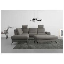 Sit & More Ecksofa SIT & MORE "Cinturo L-Form", grau, B:260cm H:91cm T:226cm, Sofas, inklusive Sitztiefenverstellung und Federkern, Sitzhöhe 48 cm