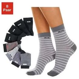 H.I.S. Socken H.I.S, Damen, Gr. 35-38, bunt (schwarz, bunt), Baumwolle, Elasthan, Polyamid, geringelt, unifarben, elastisch, Socken Socken, geringelt und unifarben