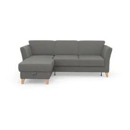 Sit & More Ecksofa SIT & MORE "Visby L-Form", grau, B:248cm H:87cm T:162cm, Sofas, Wahlweise mit Bettfunktion und Bettkasten, frei im Raum stellbar