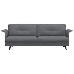 3-Sitzer FLEXLUX "Glow bequem und komfortabel durch hochwertigen Sitzaufbau, Designsofa", blau (navy blau), B:224cm H:81cm T:91cm, 62% Polyester/17%Baumwolle/14%Viscose/7%Leinen, Sofas, Skandinavisches Design, In hochwertiger Verarbeitung