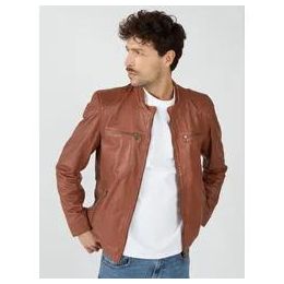 Bikerjacke JCC "31020219Ecom", Herren, Gr. XL, braun (cognac), Obermaterial: 100% Lammnappaleder; Lining: 100% Polyester, Jacken